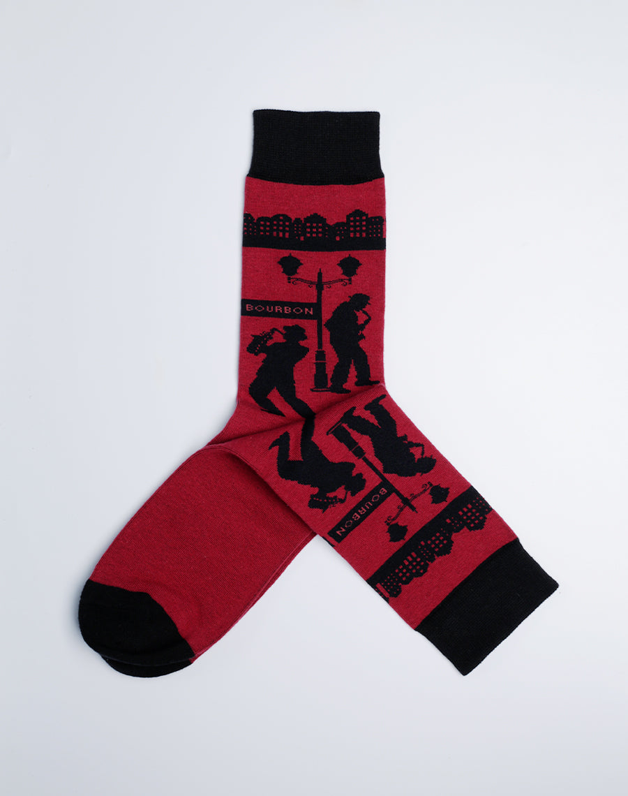 Buy Bourbon Street Jazz Crew Socks for Men - Burgundy | Just Fun Socks