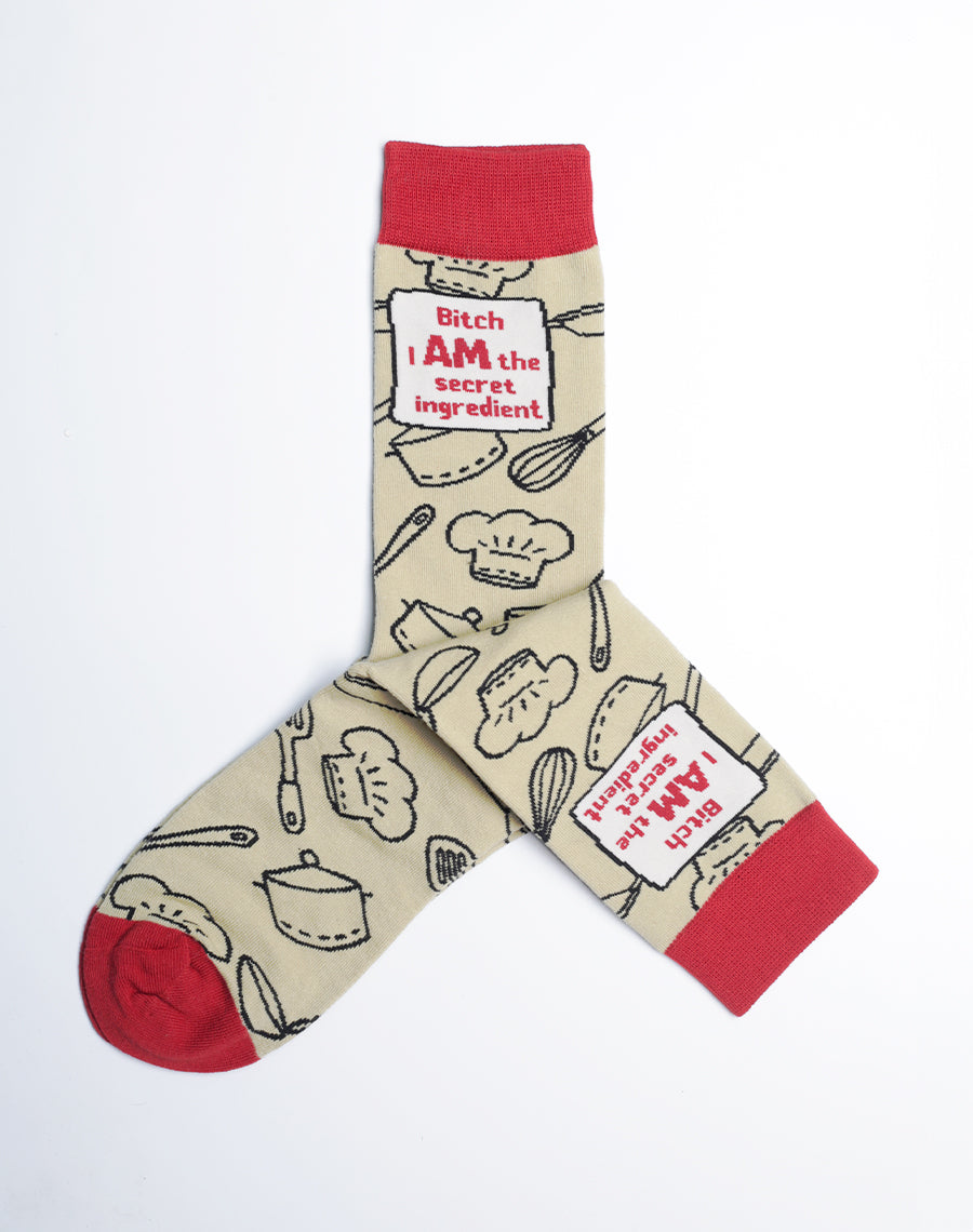 Buy Women's I Am The Secret Ingredient Food Crew Socks - Sand Cotton ...