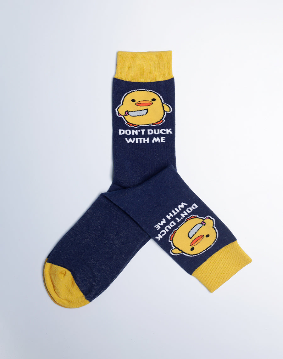 Buy Men's Don't Duck With Me Funny Crew Socks - Navy Blue Color | Just ...