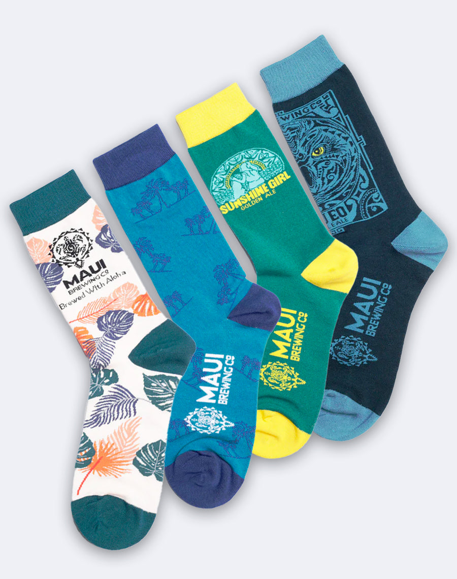Buy Men's Maui Brewing Co Crew Socks Pack 4-Pair Multicolor Bundle Pack ...