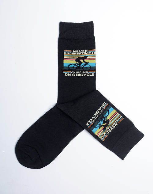 Buy Men's Retro Rider Bicycle Crew Socks - Black Cotton Socks | Just ...