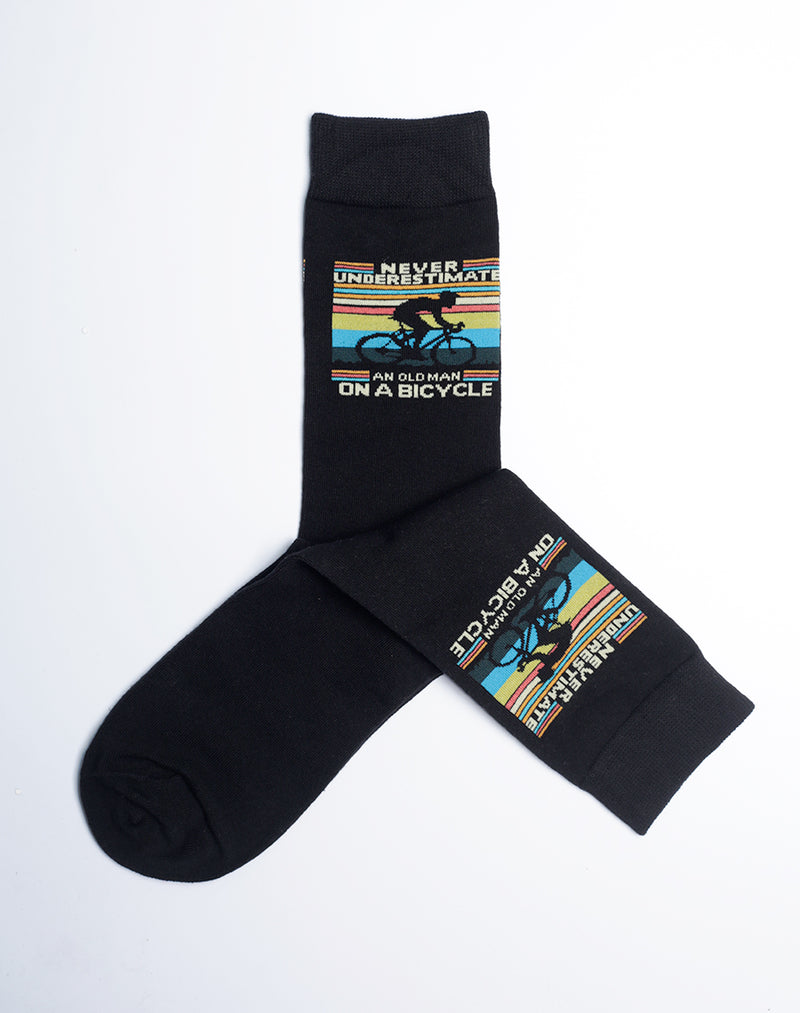 Buy Men's Retro Rider Bicycle Crew Socks - Black Cotton Socks | Just ...