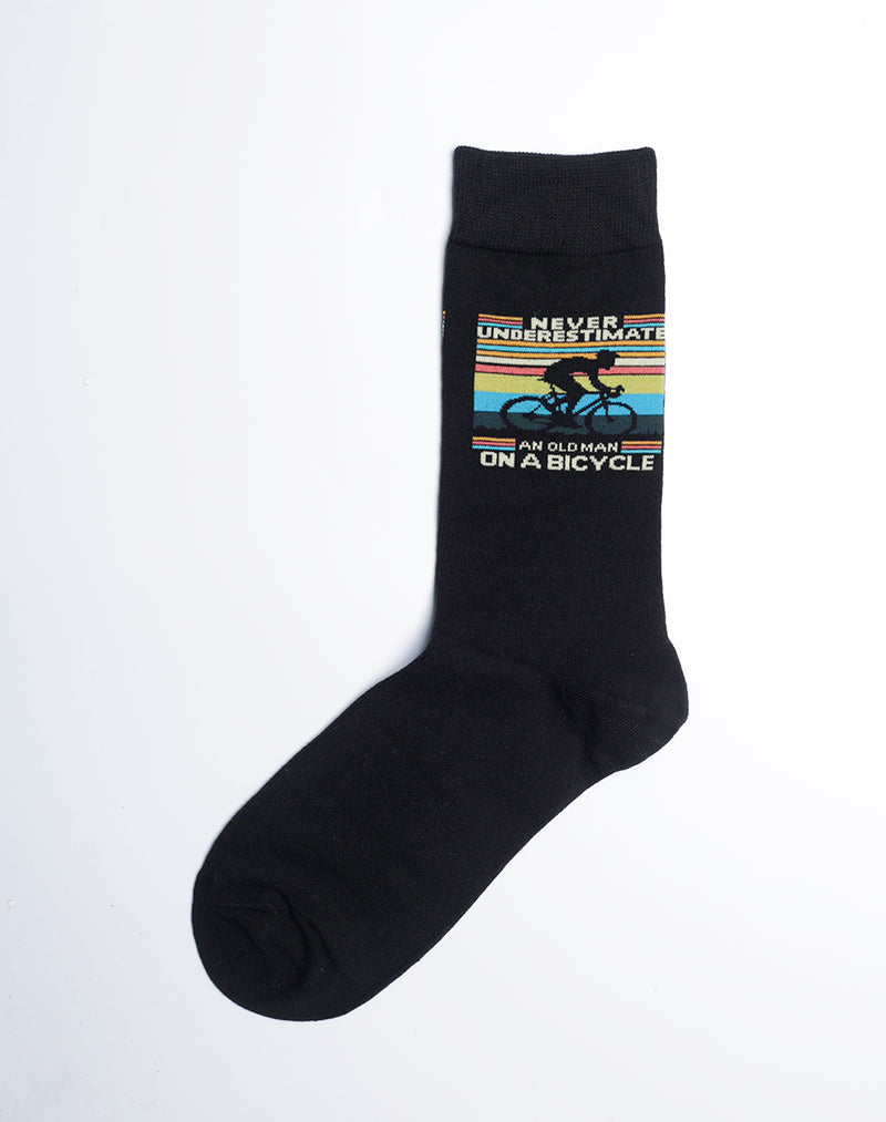 Buy Men's Retro Rider Bicycle Crew Socks - Black Cotton Socks | Just ...