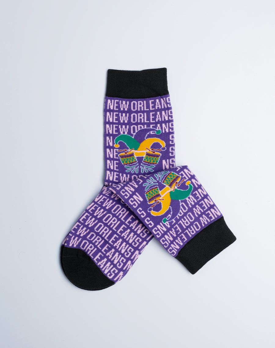 Buy Kids New Orleans Jester Drum Crew Socks - Purple Cotton | Just Fun ...